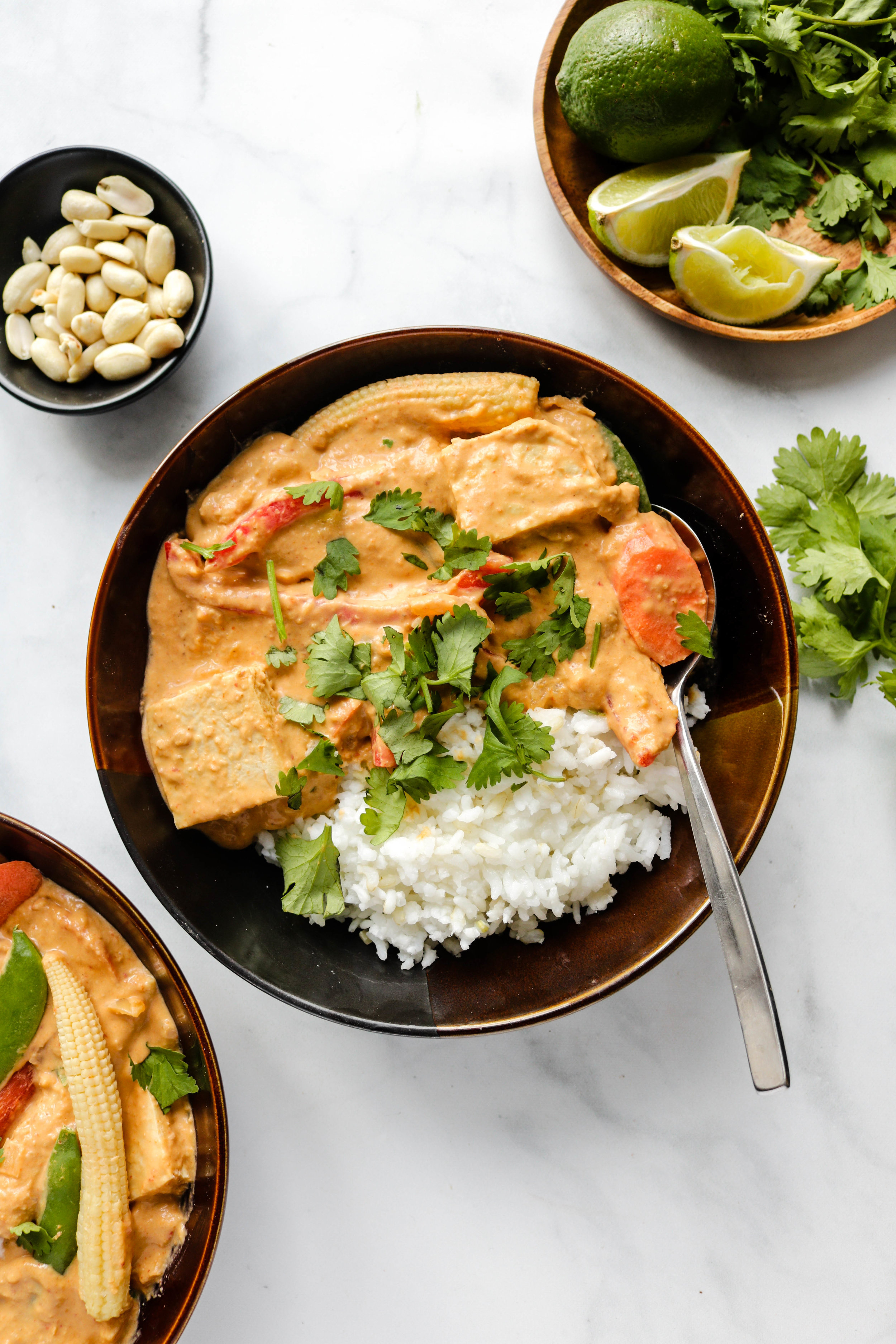 Vegan Red Thai Coconut Curry (with Pureed Chickpeas) - Okonomi Kitchen