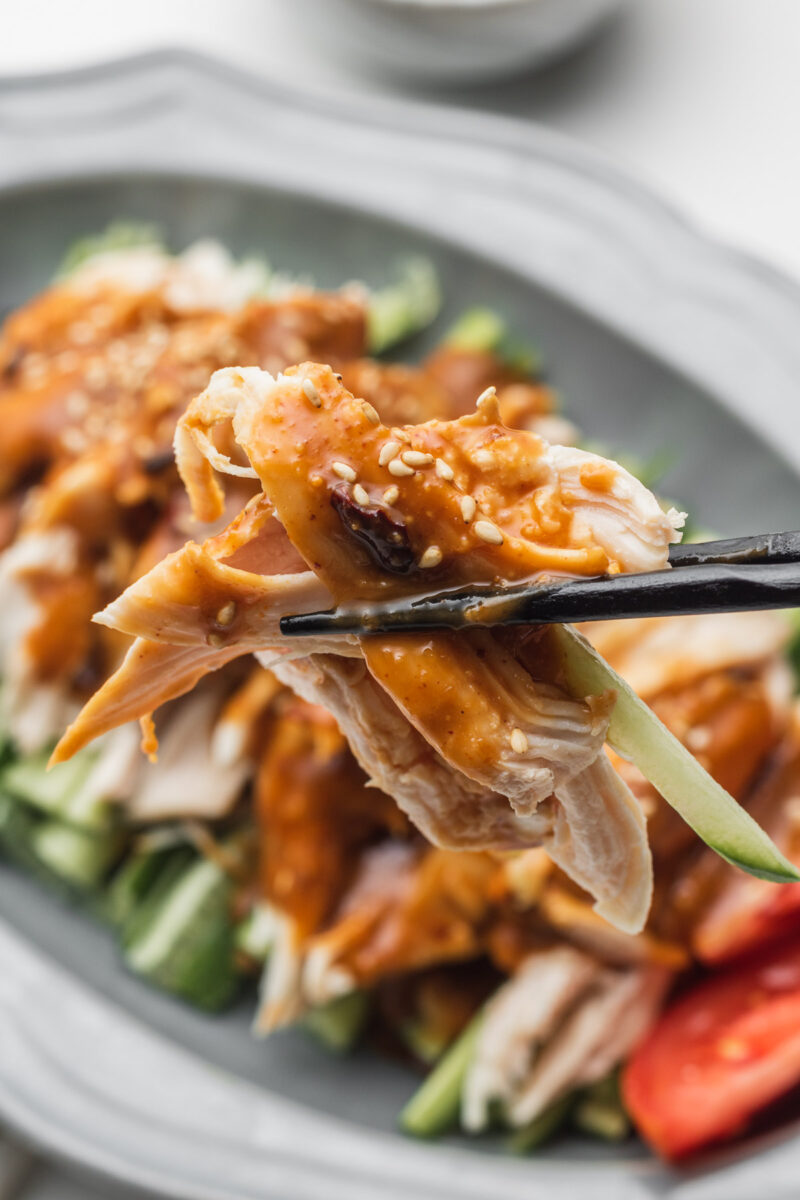 Banbanji Chicken (Bang Bang Chicken) バンバンジー - Okonomi Kitchen